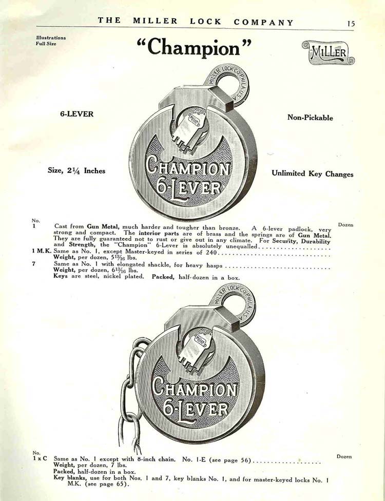 Champion 6 Lever - Antique Padlocks